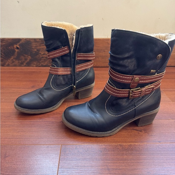 Spring Step Boisa Boots | Shoes | Black Leather Ankle Boots With Brown ...